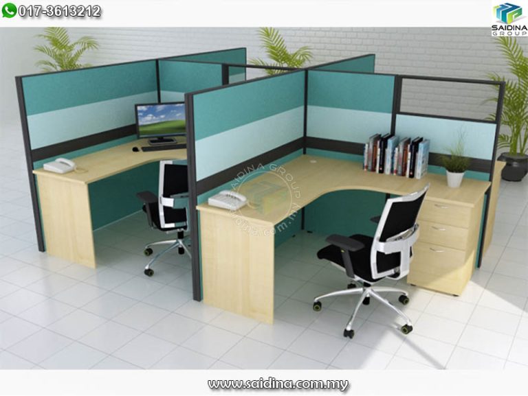 Workstation (4 seater) c/w L shape table & Full Board partition (5ft ...