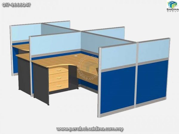 Workstation (4 seater) c/w L shape table, Full Board Partition ...