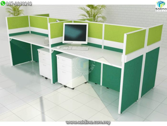 Workstation (cluster of 4) c/w Rectangular shape table & Full Board ...