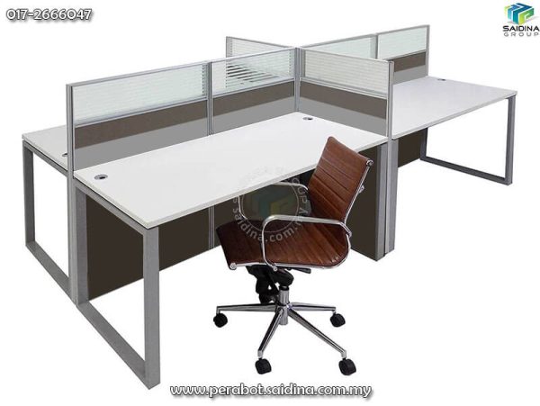 Workstation (4 seater) c/w Rectangular shape table, Half glass ...