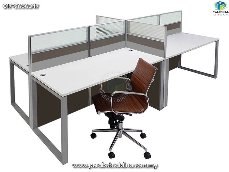 Workstation (4 seater) c/w Rectangular shape table, Half glass ...